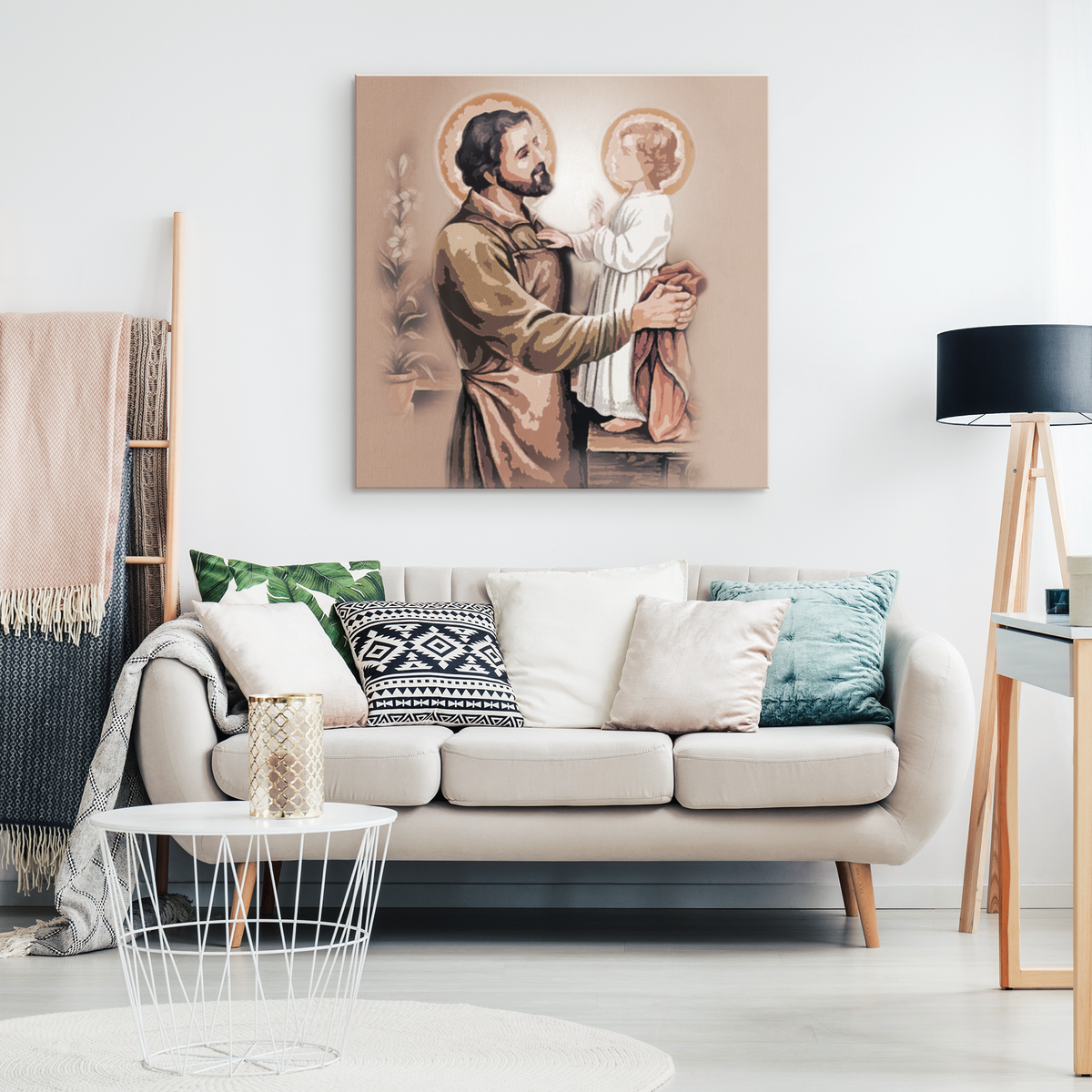 Saint Joseph and Baby Jesus Canvas Art – ameandfon